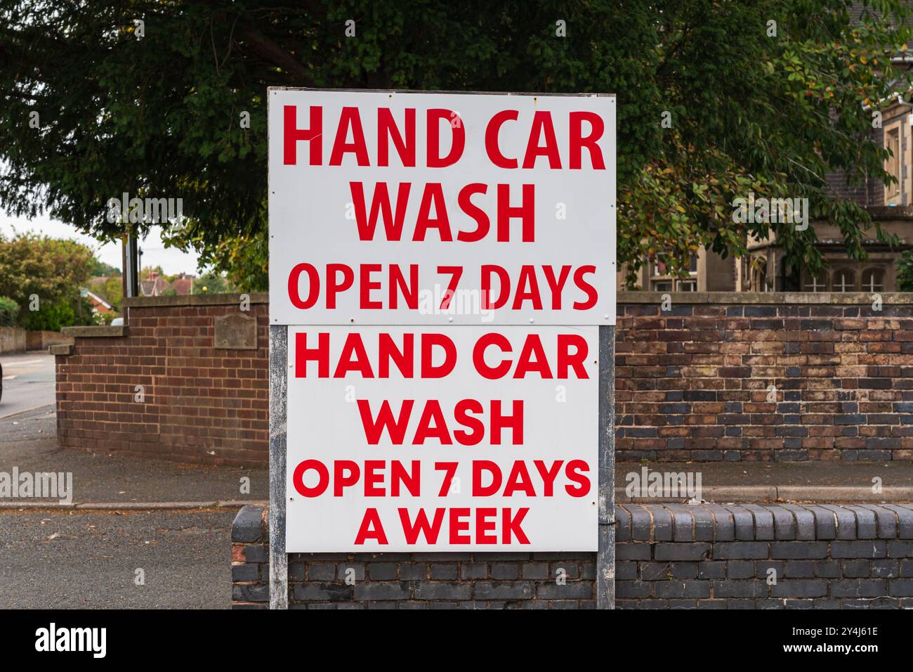 Sign for a Hand Car Wash in the UK Stock Photo - Alamy