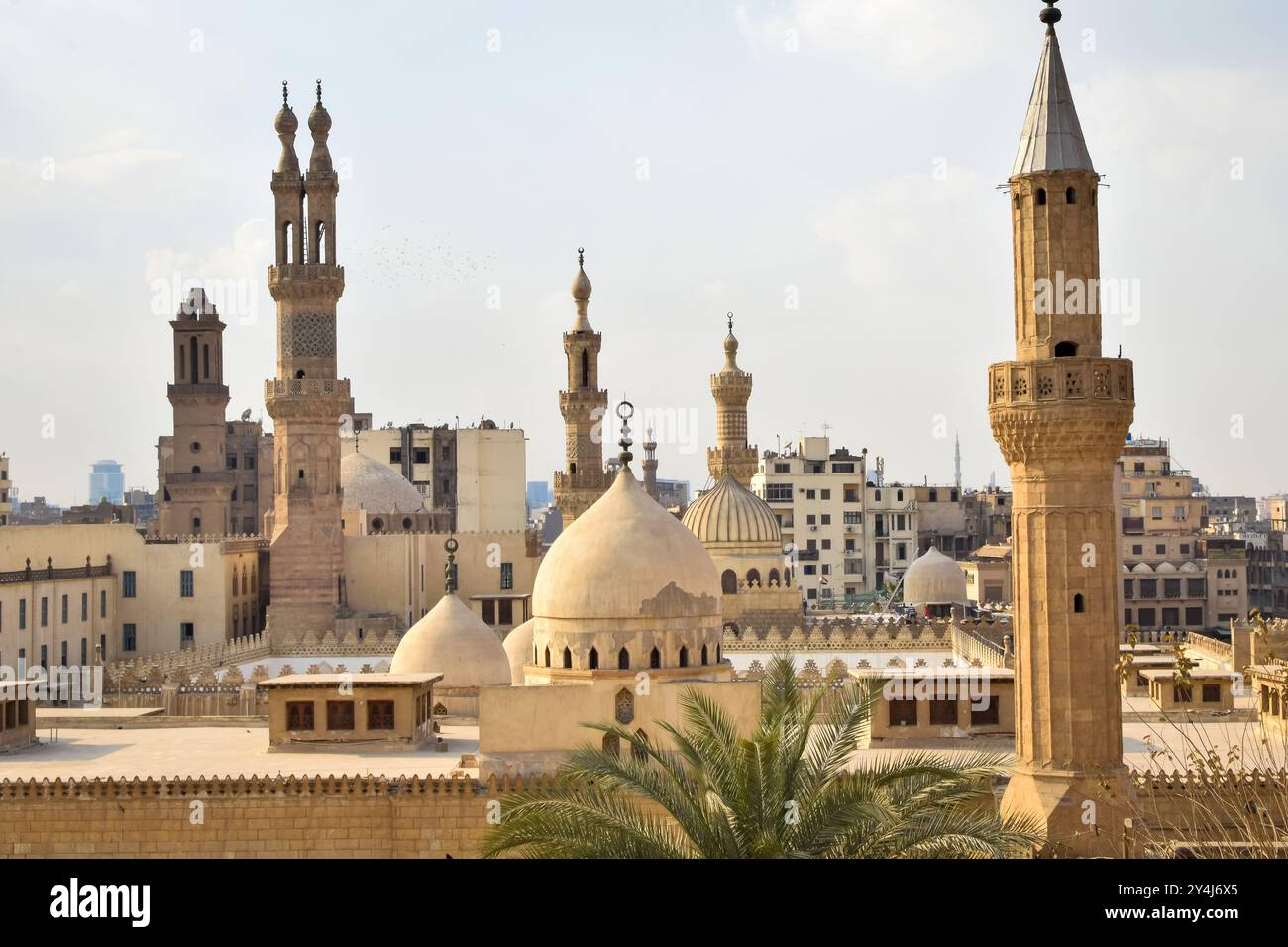 the bird's eye perspective of al azhar mosque in cairo, egypt on sunny ...