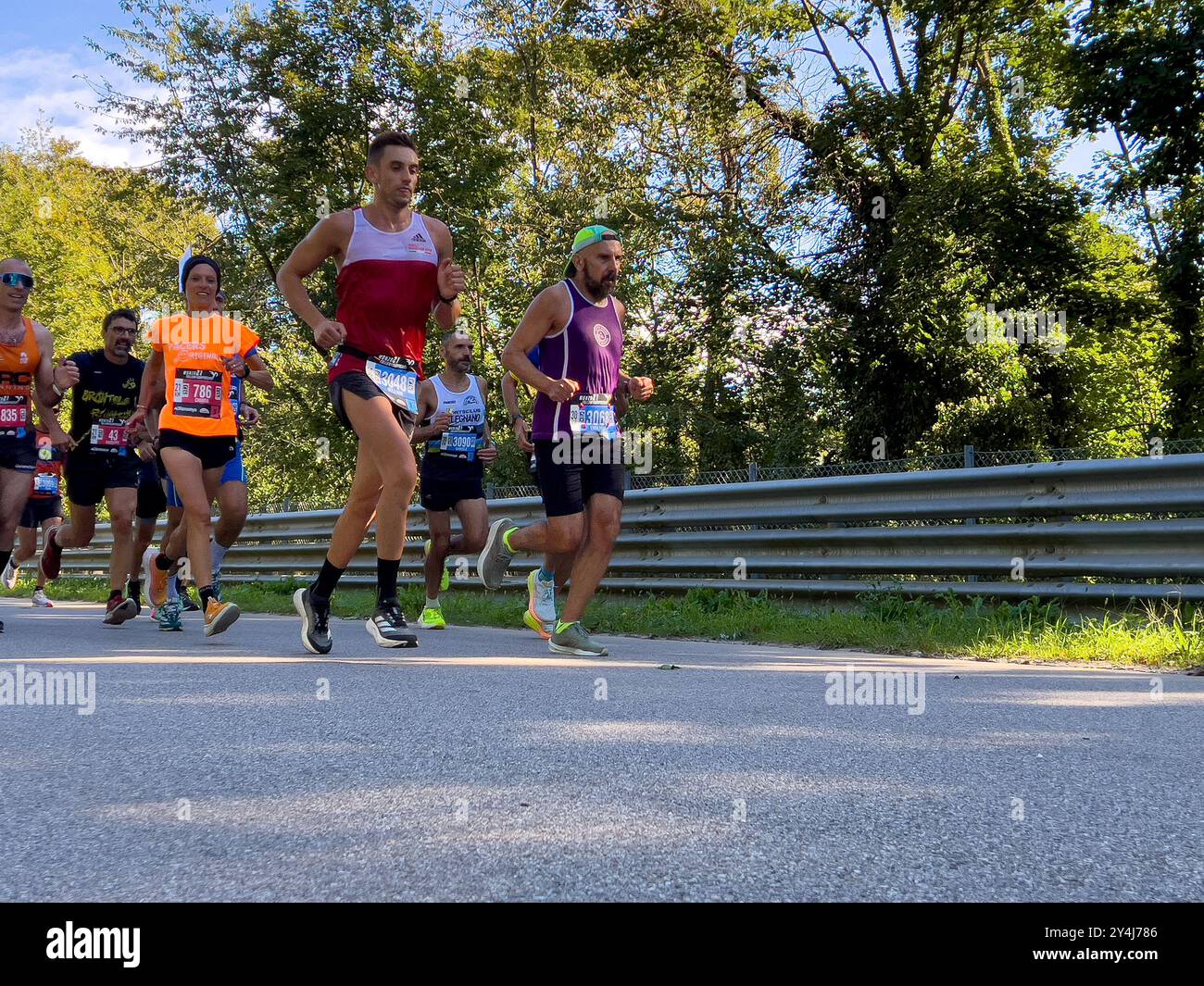 Monza, Italy - September 15, 2024: group athletes running race during ...