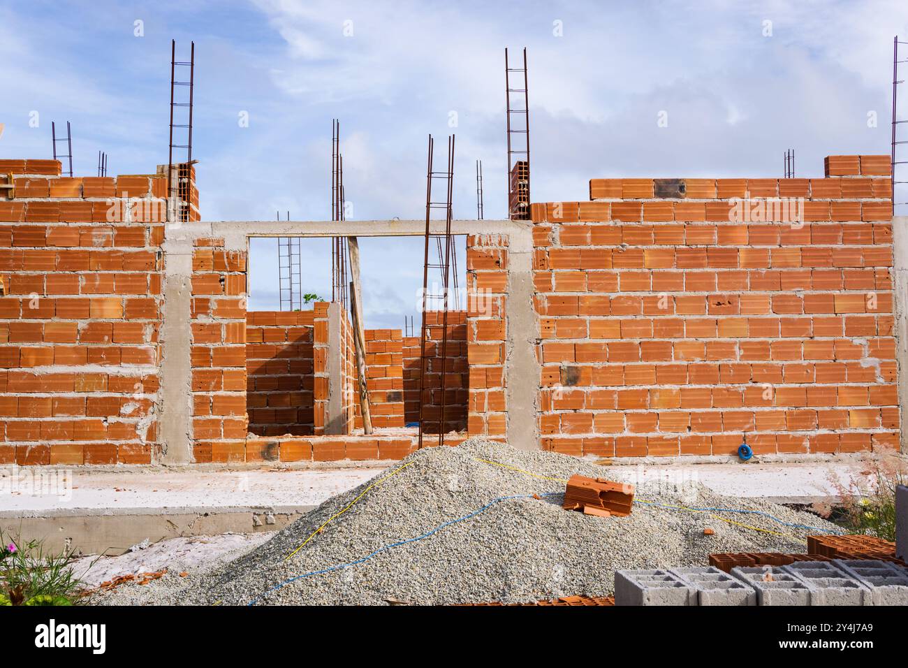 Brazilian home construction at Guaratiba Beach in Prado, Bahia, Brazil ...