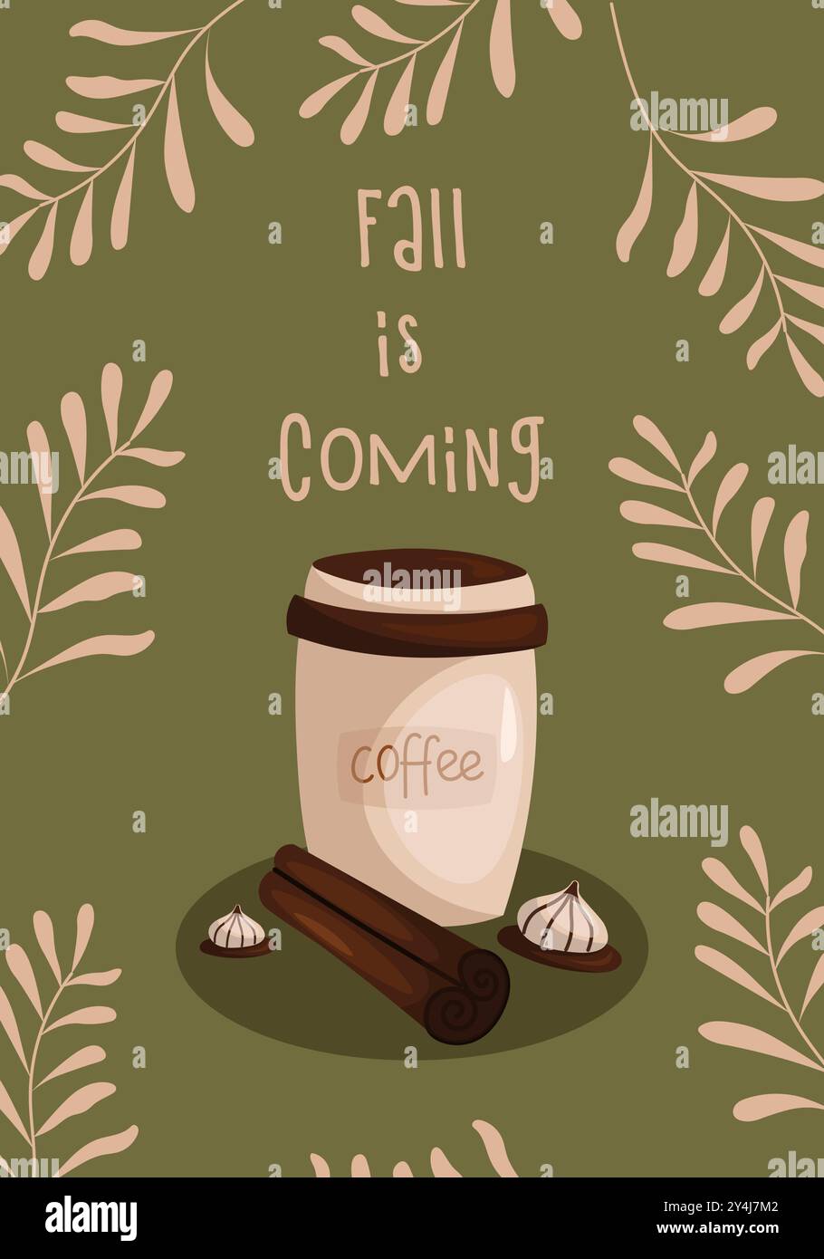 Autumn illustration. Fall is coming quote. Vector illustration with a ...