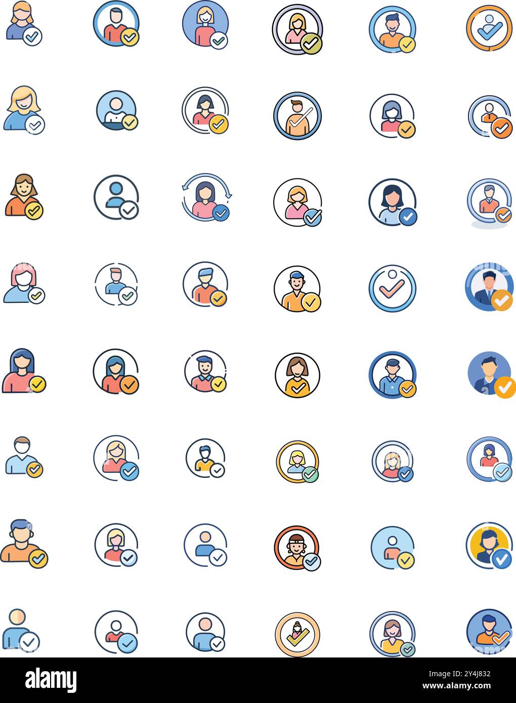 Set of 50 verified icons, light-colored line art vector, user avatar ...