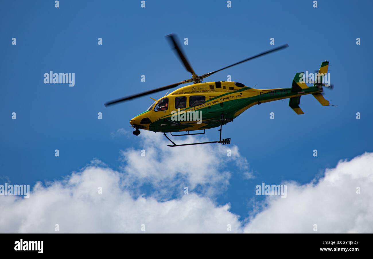 Wiltshire air ambulance, Bell 429 global ranger yellow and green ...