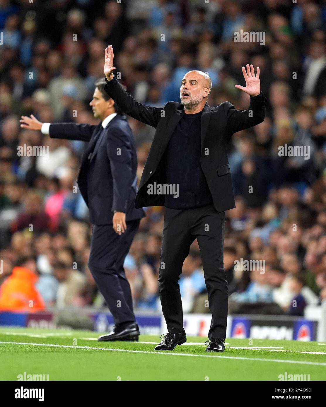 Manchester City manager Pep Guardiola during the UEFA Champions League ...