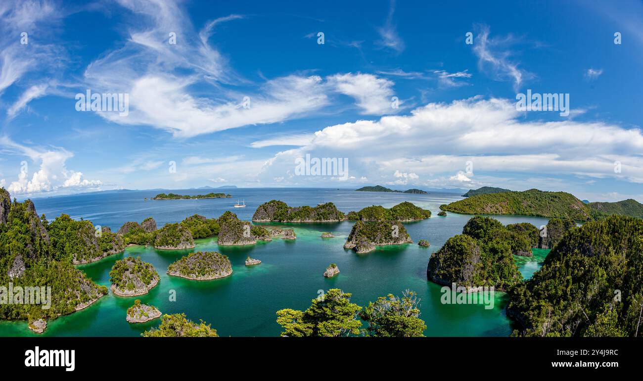 Indonesia, Raja Ampat, Panoramic view of the islands of the archipelago ...