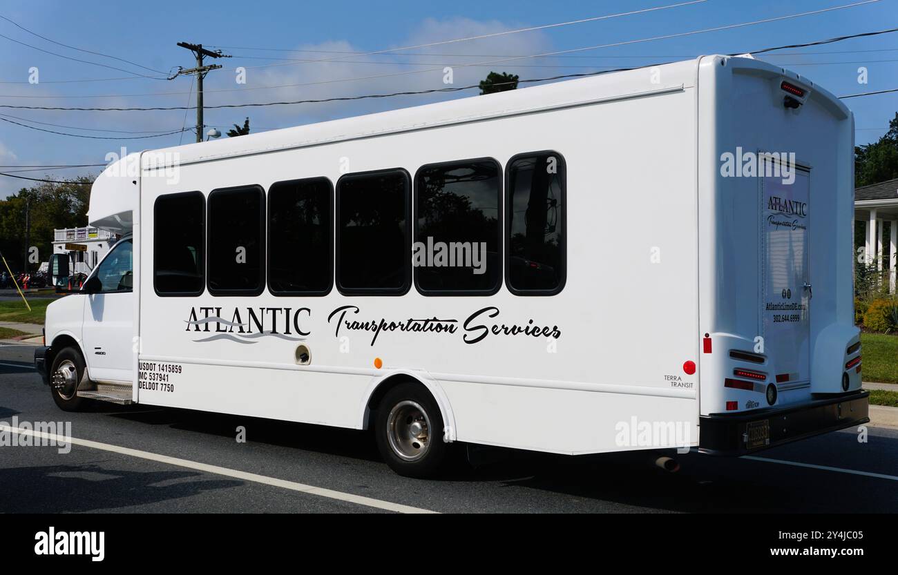 Rehoboth Beach, Delaware, U.S.A - September 15, 2024 - The white bus of ...
