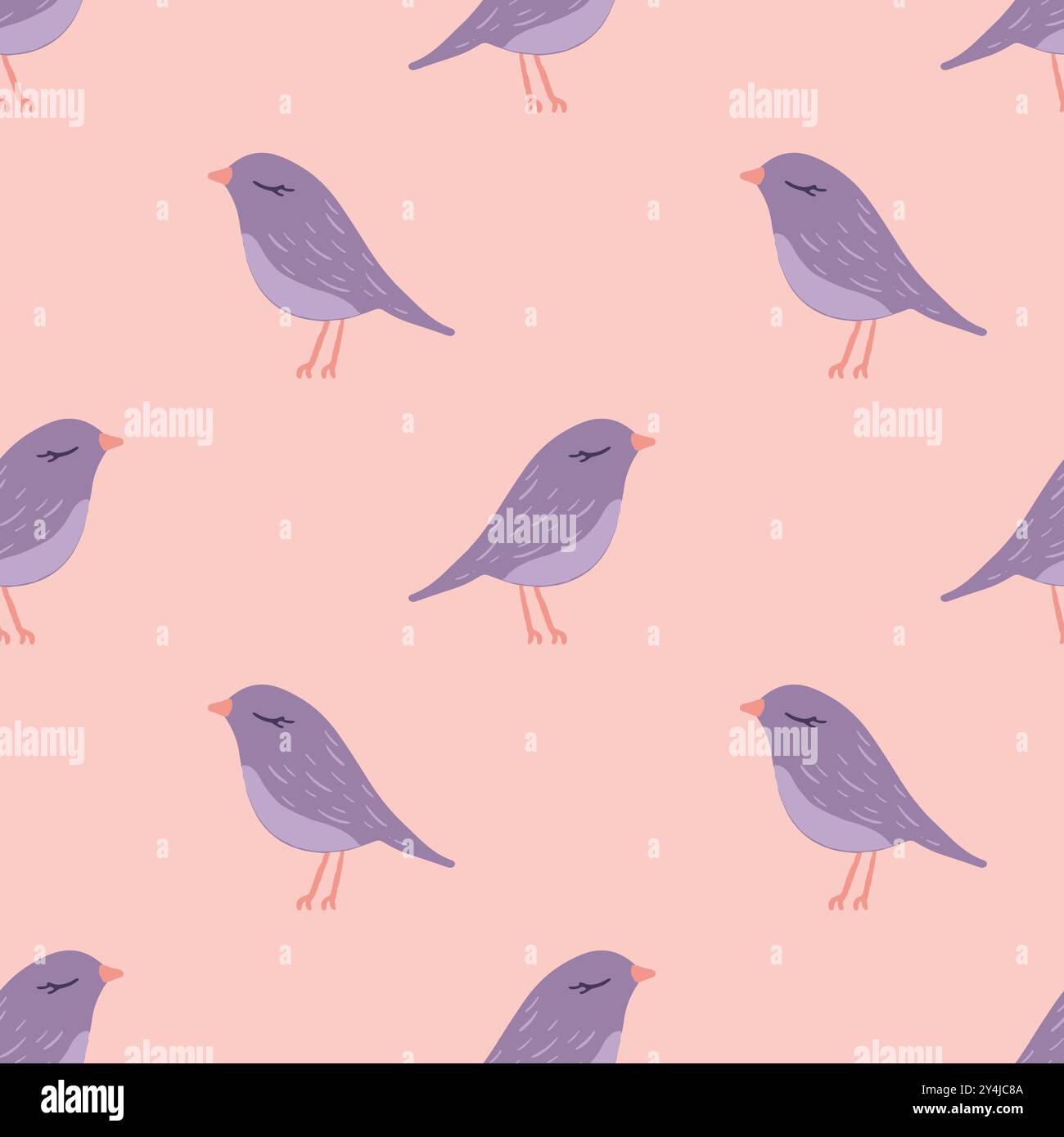 seamless vector pattern with cute purple sparrow birds, great for ...
