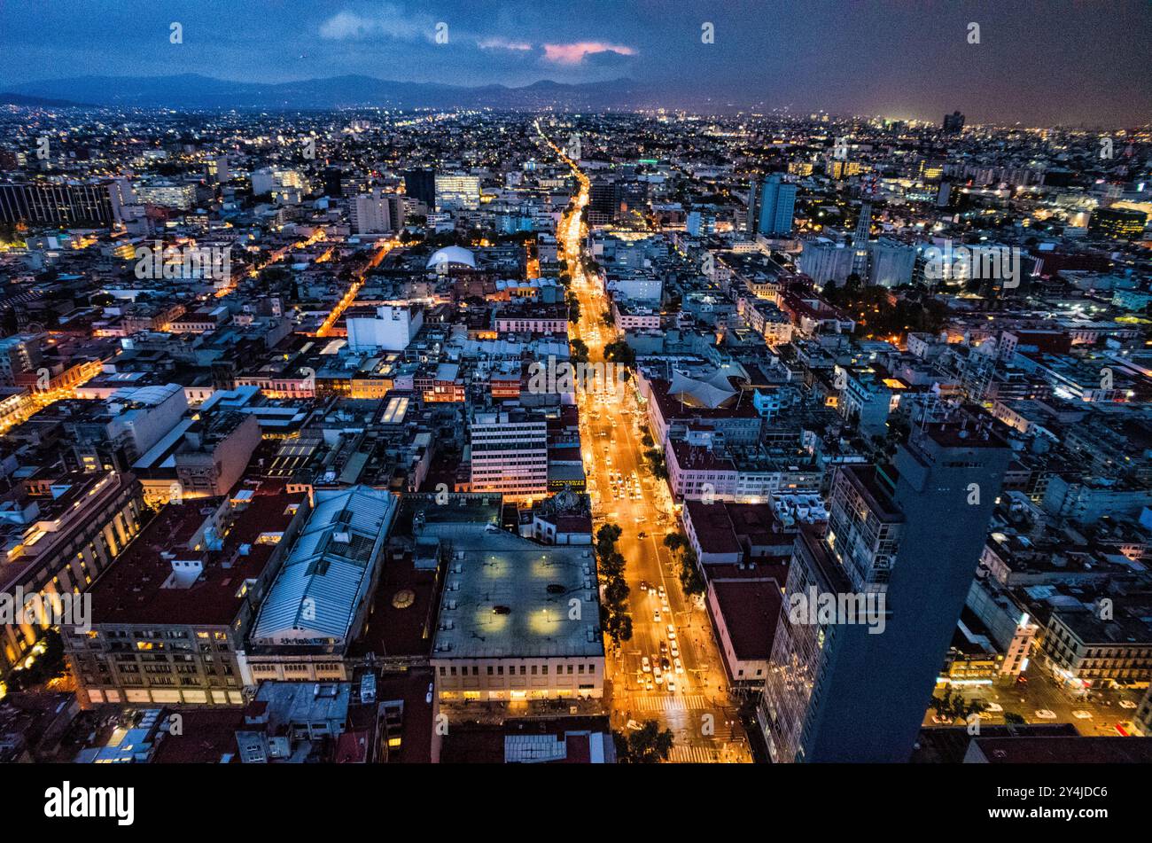 View looking south over Mexico City from the 44th floor of the Torre ...