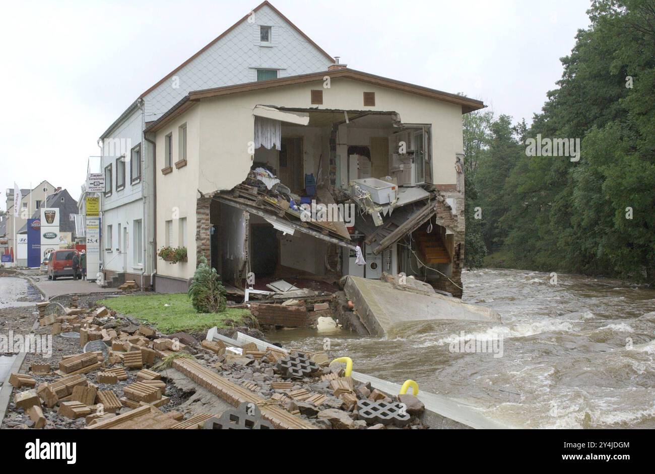 Hochwasser 2002 Olbernhau 14.08.2002, Olbernhau,Erzgebirge, Hochwasser ...