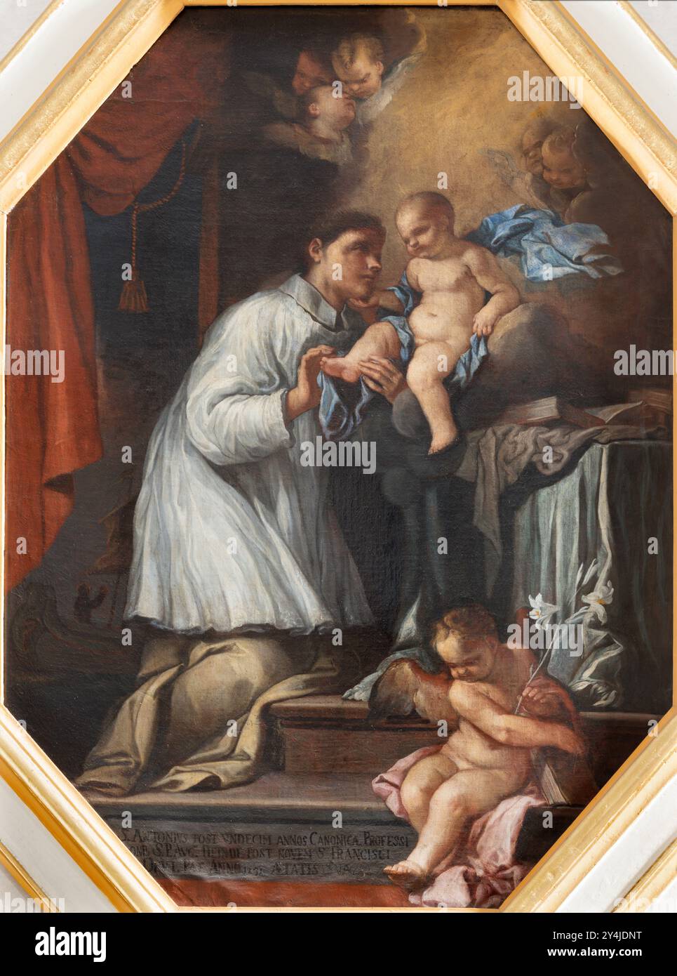VICENZA, ITALY - NOVEMBER 7, 2023: The painting of St. Anthony of Paova ...
