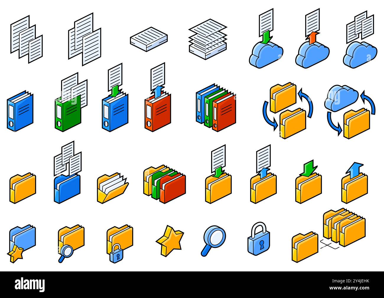 Folders and files icon in isometry. Image for website, app, logo, UI ...