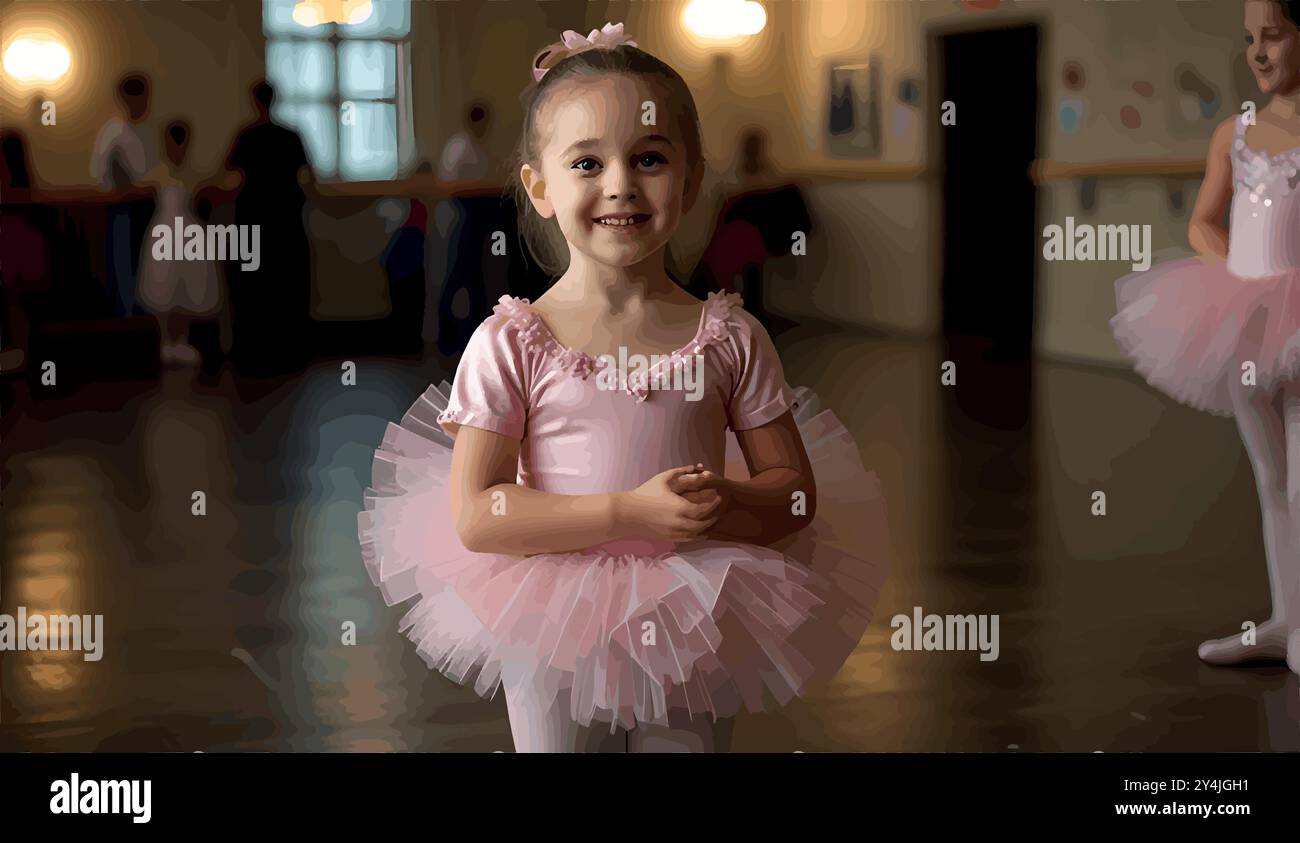 A young girl stands backstage in her tutu, her eyes sparkling with a ...