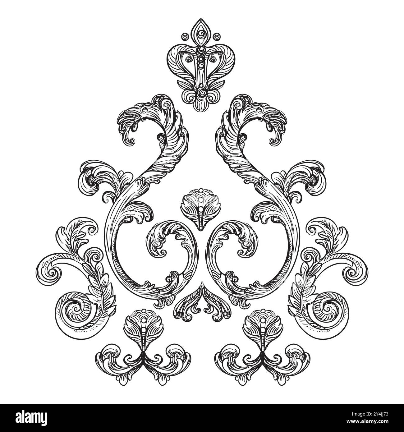 Ornate isolated vintage decorative element vector illustration Stock ...