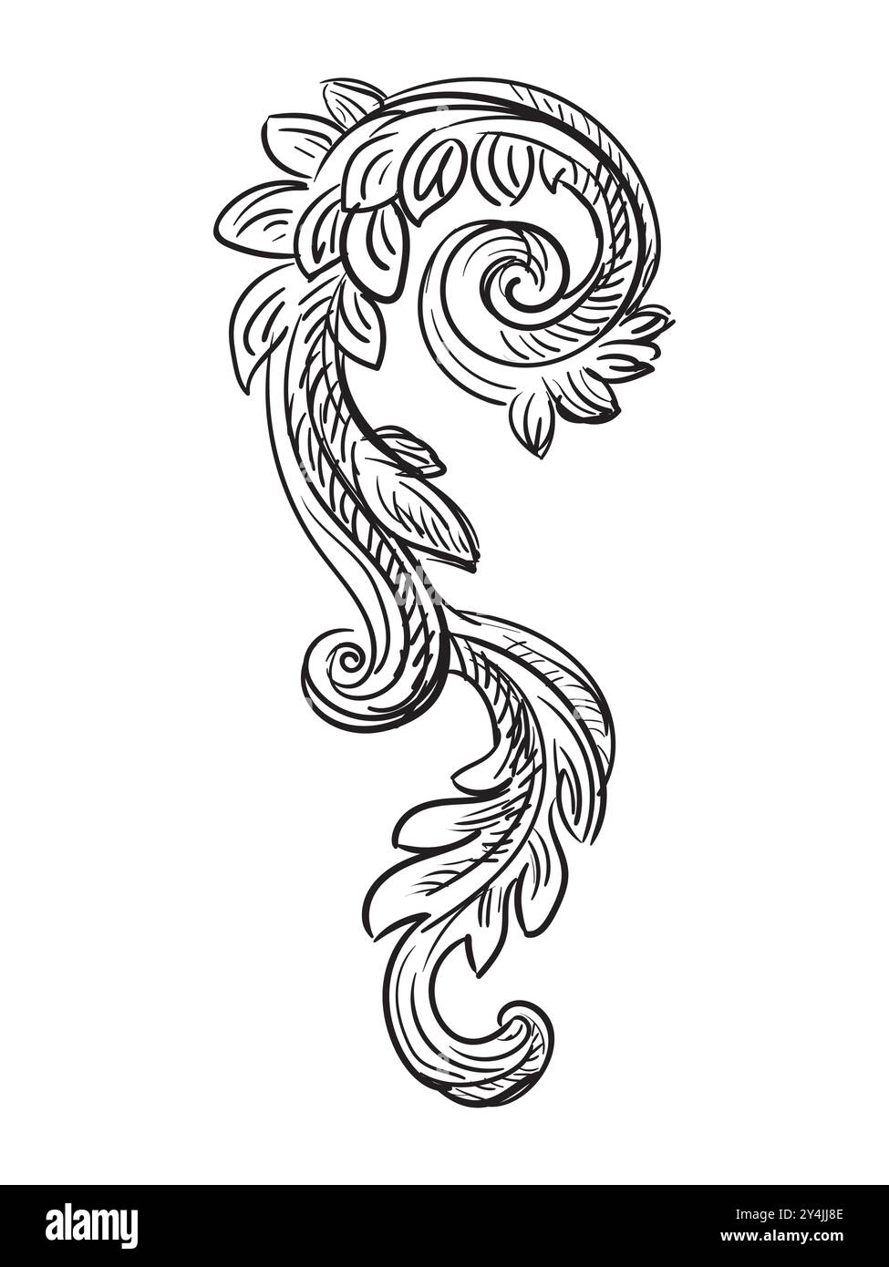 Hand drawn isolated vintage decorative element vector illustration ...