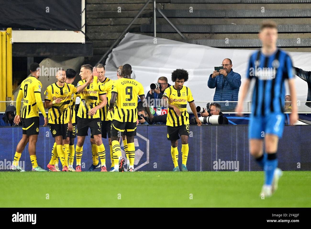 BRUGGE - Jamie Bynoe Gittens of Borussia Dortmund celebrates the 0-1 ...
