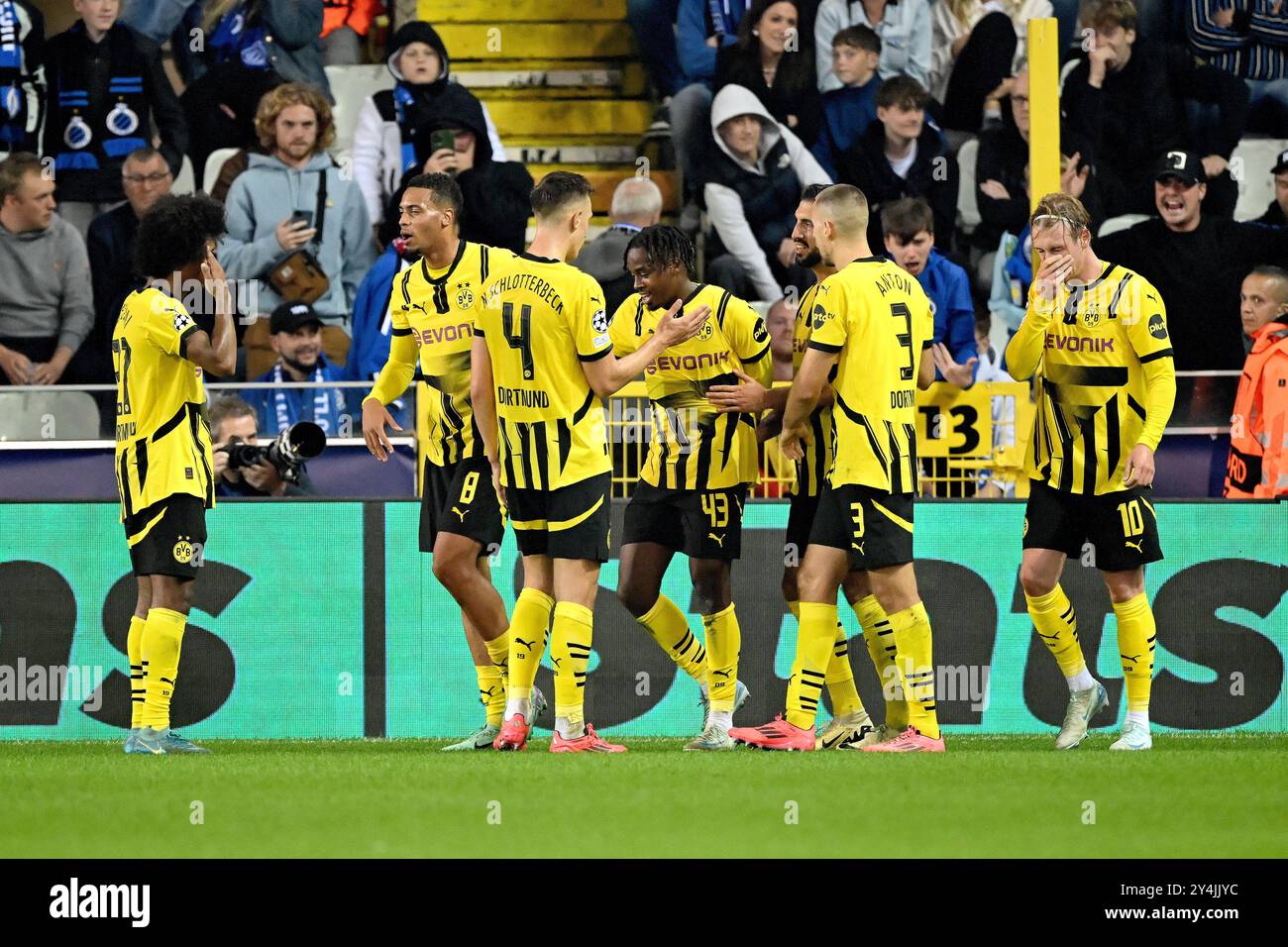 BRUGGE - Jamie Bynoe Gittens of Borussia Dortmund celebrates the 0-2 ...