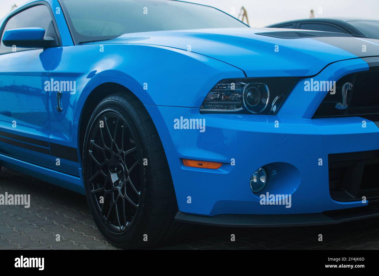 beautiful racing car blue ford mustang shelby details Stock Photo - Alamy