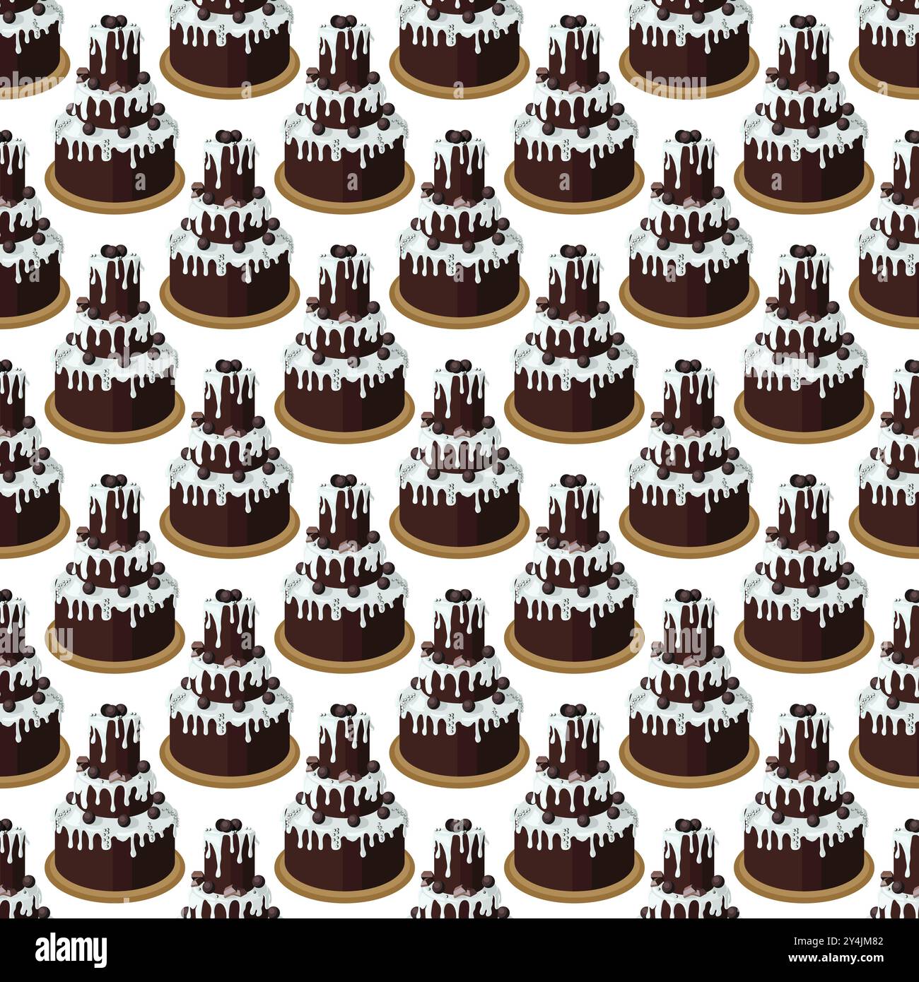 Chocolate cake with sugar icing. Vector illustration on a white ...