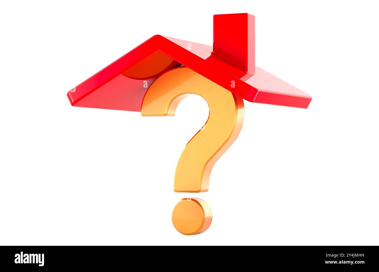 Home Questions, concept. Question mark with House Roof, 3D rendering ...