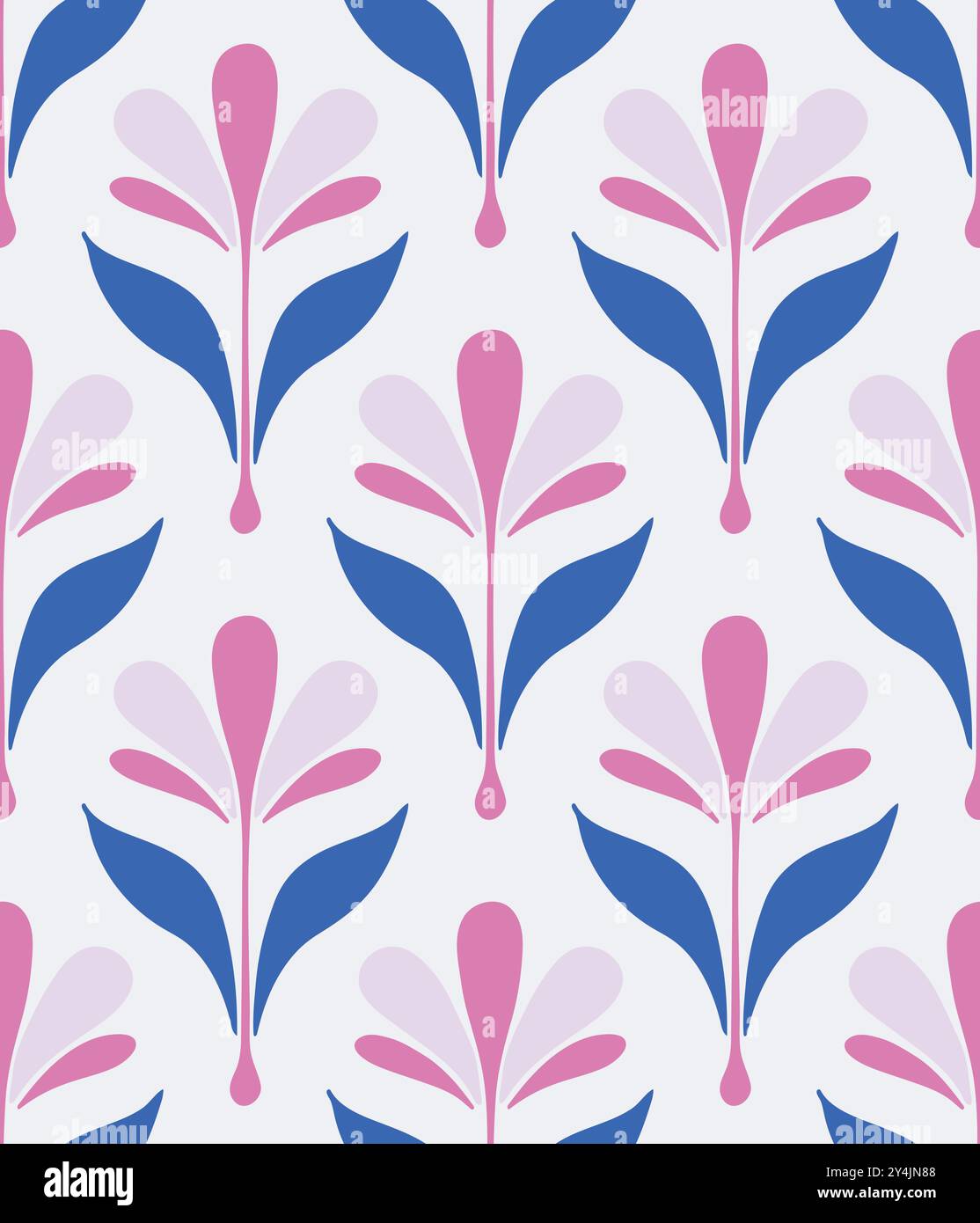 Modern Scandinavian Floral Pattern Background. Blue and Pink Print for ...