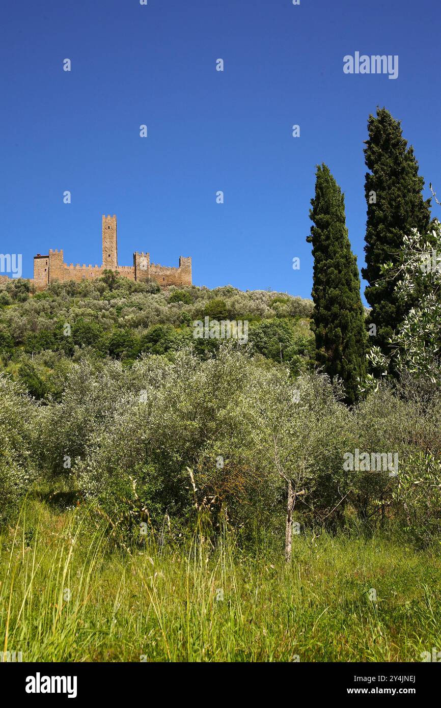The Castle of Montecchio Vespone is a walled, castle with turrets and ...