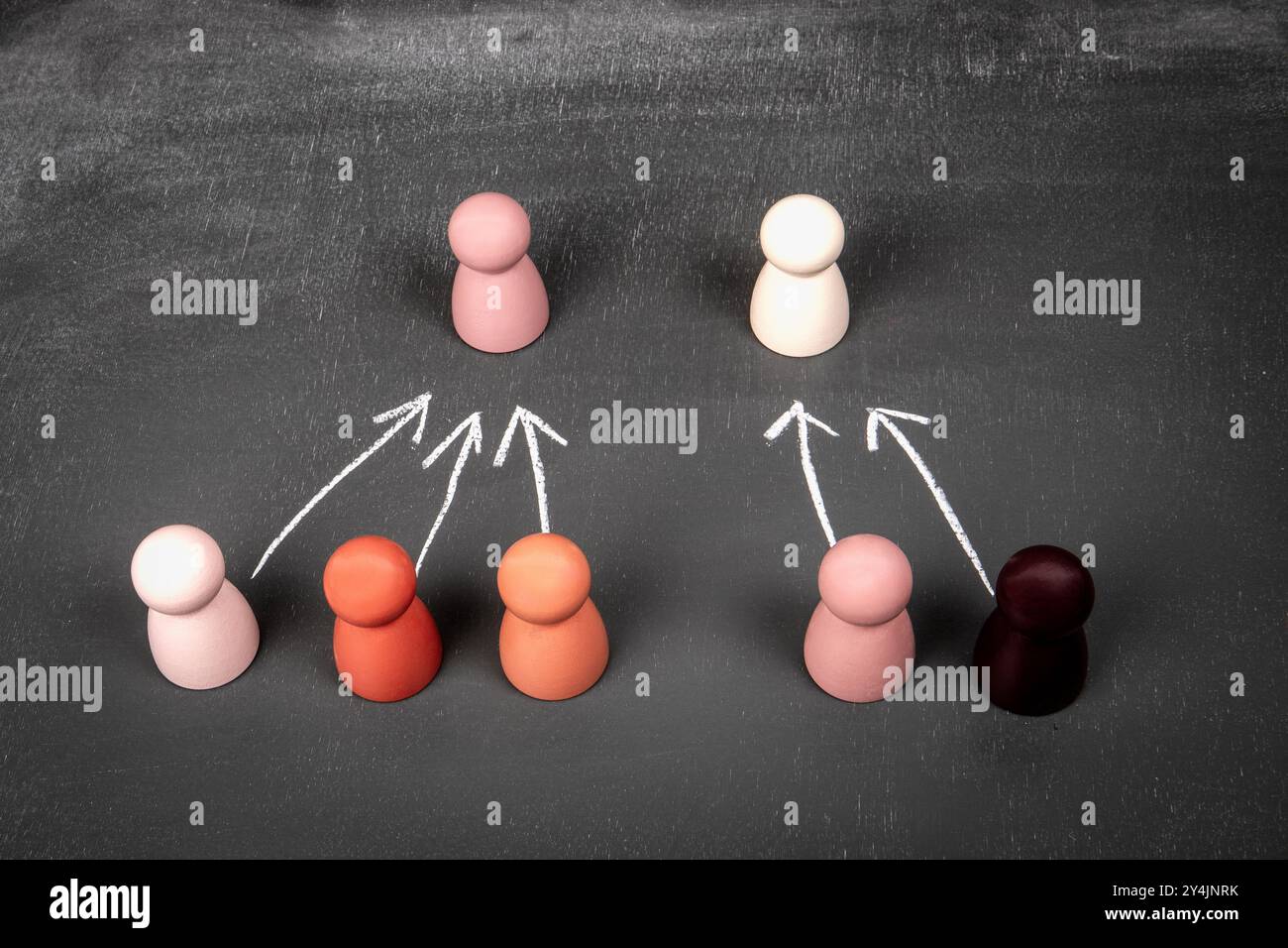 Audience Engagement. Wooden human figures on a chalkboard background ...