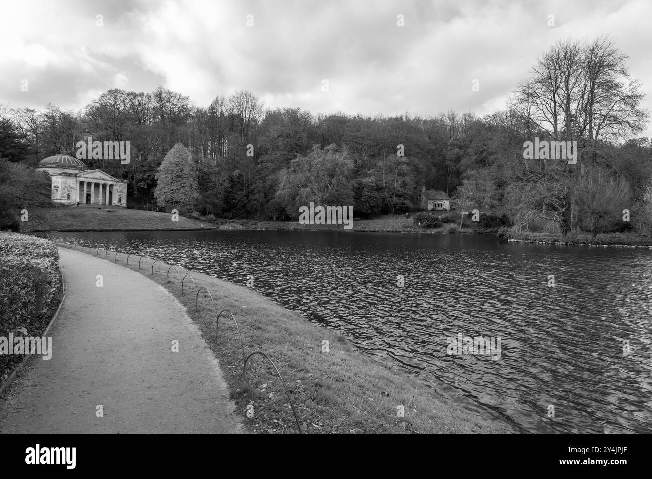 Black and white photo of the Pantheon and the Gothic Cottage around the ...