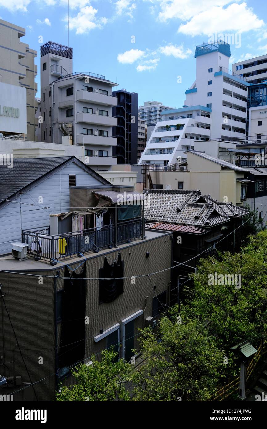Traditional houses and high-rise condominiums in Ueno,Taito City.Tokyo ...