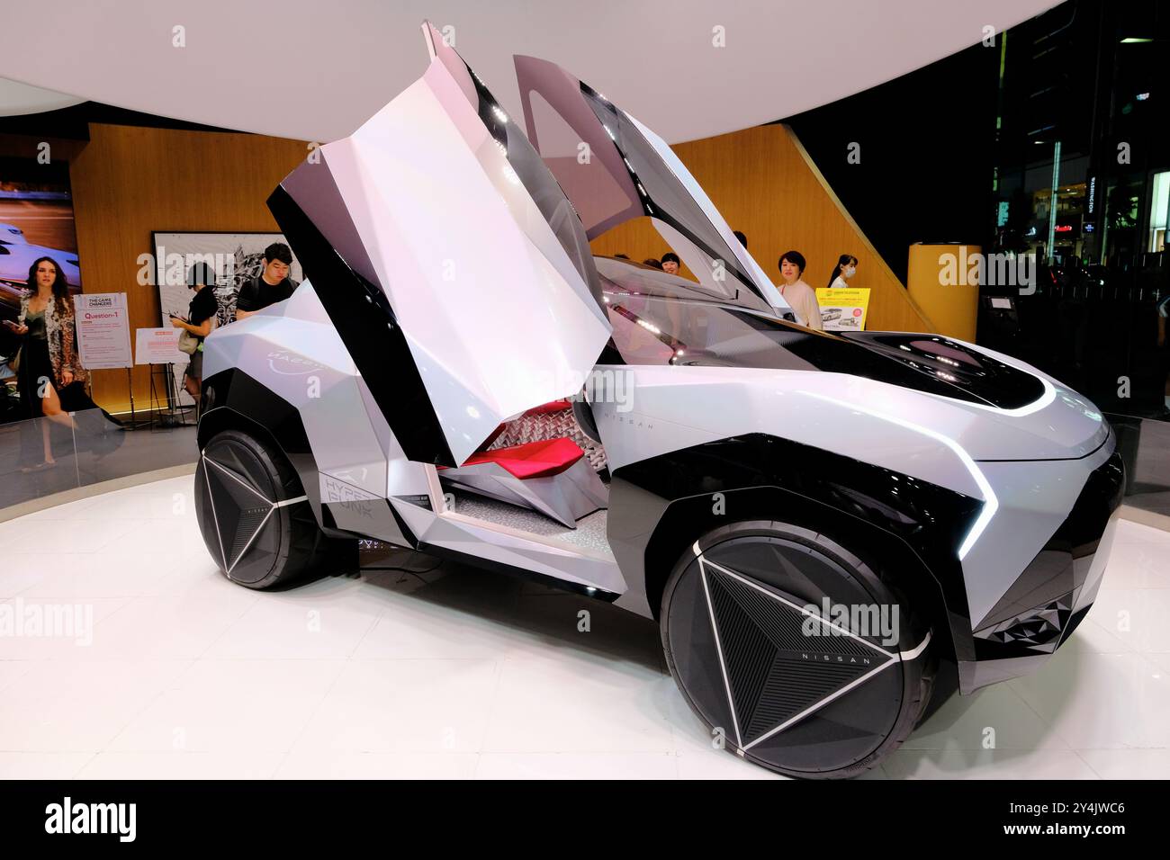 The Nissan Hyper Punk, an all electric compact crossover using AI technology display in Nissan ...