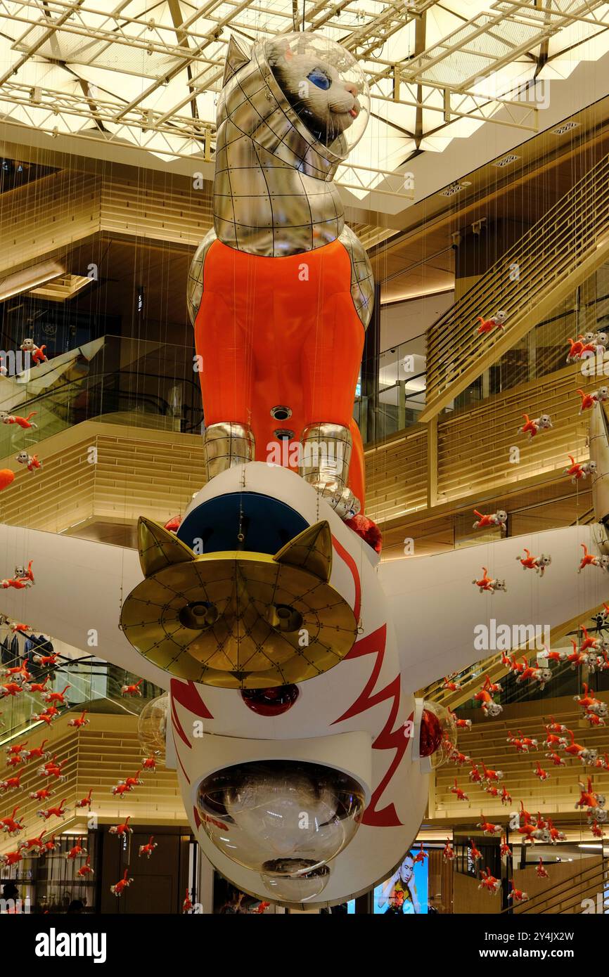 The atrium of Ginza Six luxury shopping complex decorating with the ...