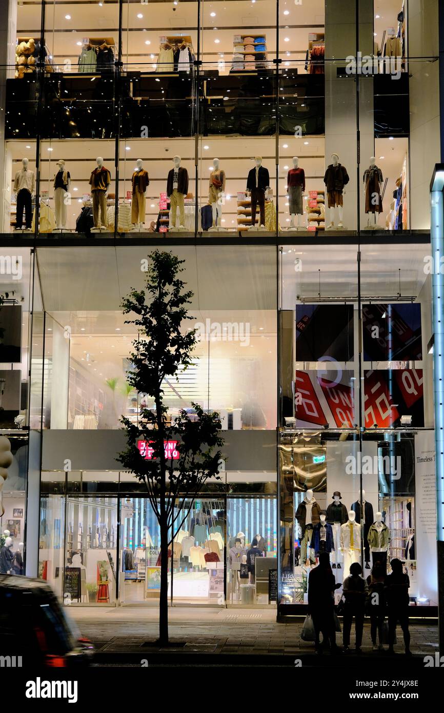 The night view of Uniqlo Ginza Flagship store.Ginza, Tokyo,Japan Stock ...