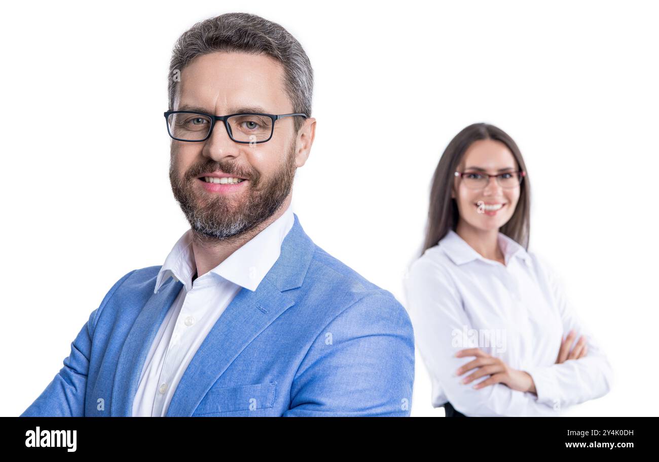 successful business coworkers or businesspeople wearing glasses and ...