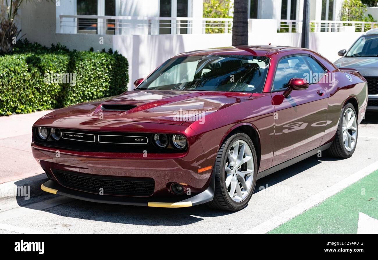 Miami Beach, Florida USA - June 9, 2024: Dodge Challenger GT at ocean ...
