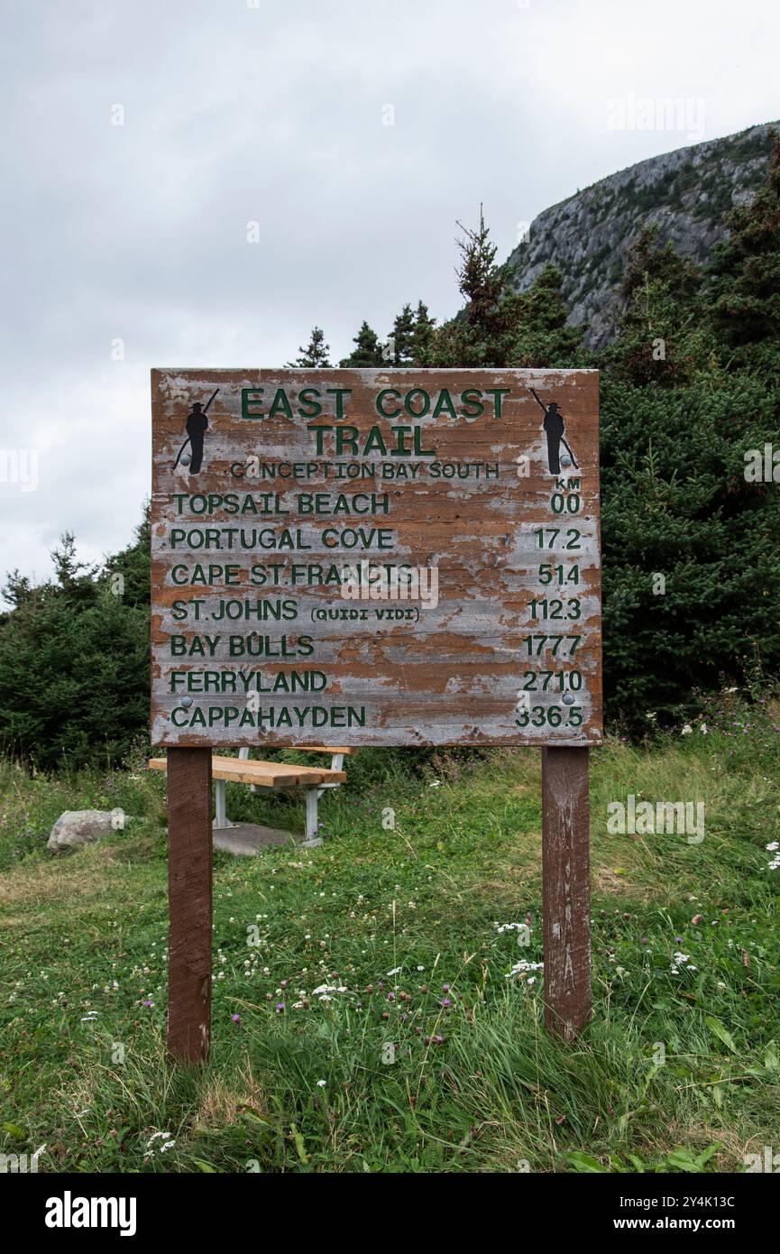 East Coast trail sign at Topsail Beach in Conception Bay South ...