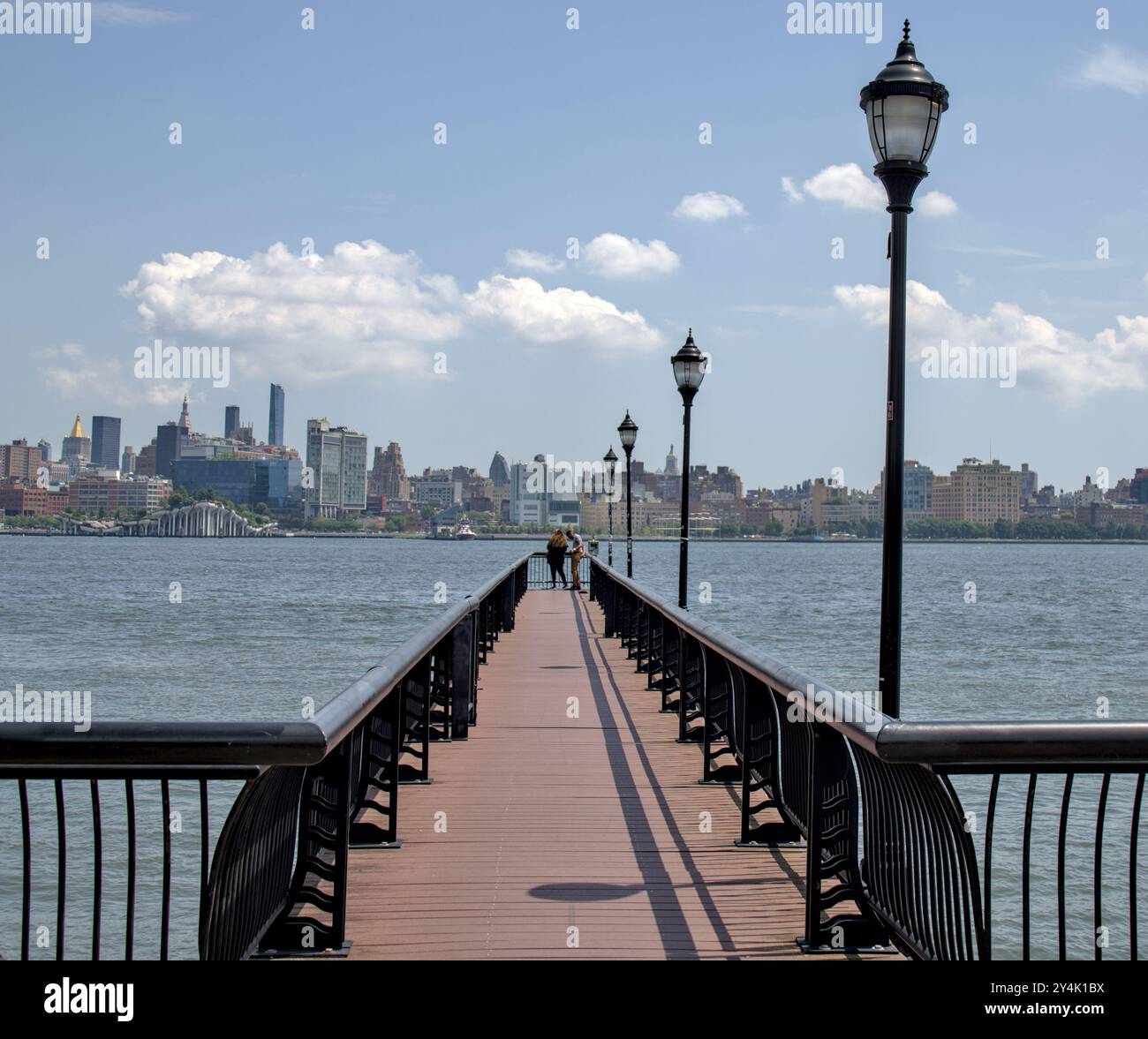 hudson river pier with midtown manhattan skyline skyscrapers (public park promenade) hoboken ...