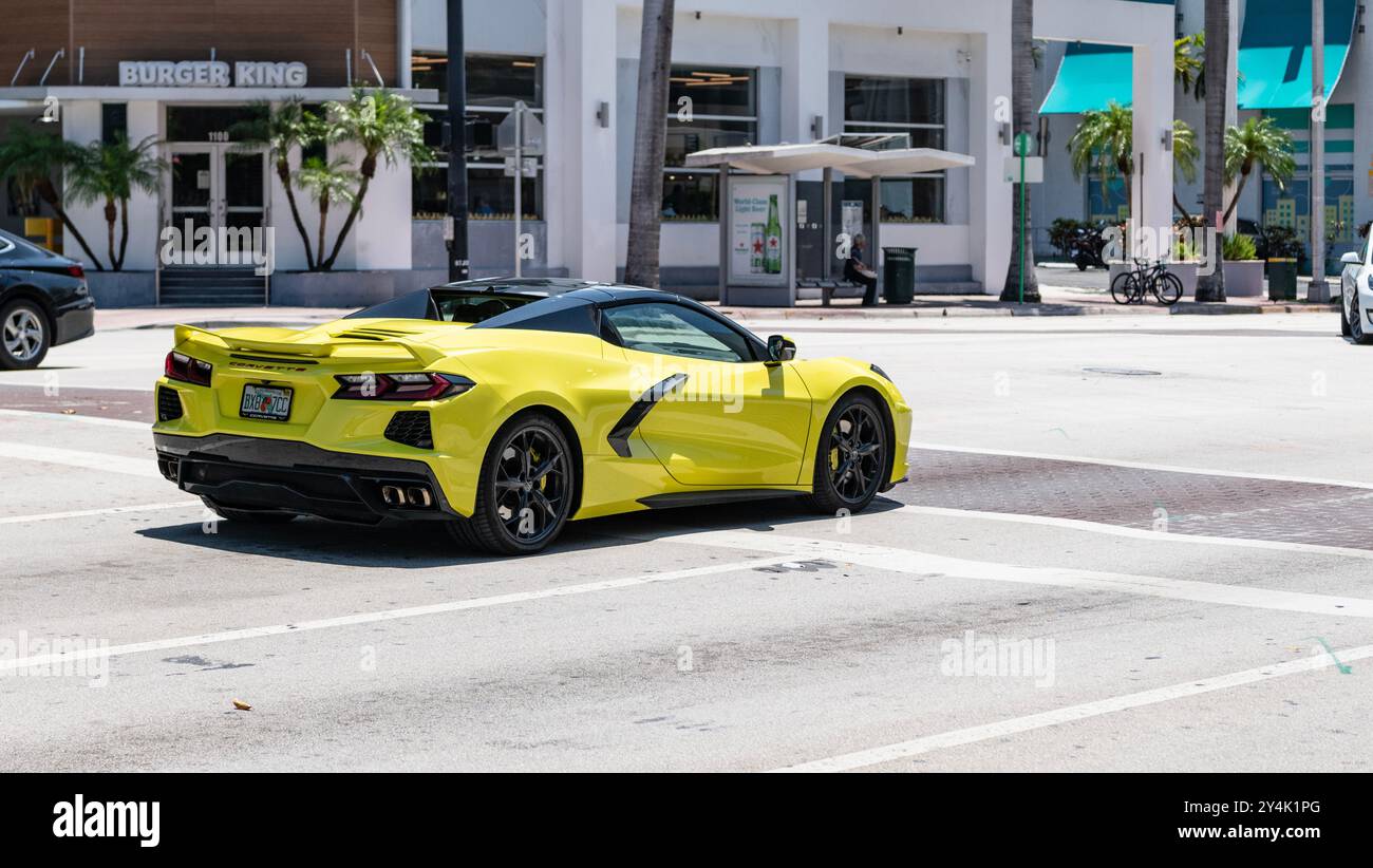 Miami Beach, Florida USA - June 9, 2024: Chevy Corvette 3LT at ocean ...