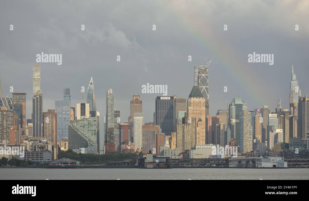 rainbow over the west side of manhattan new york city skyline ...
