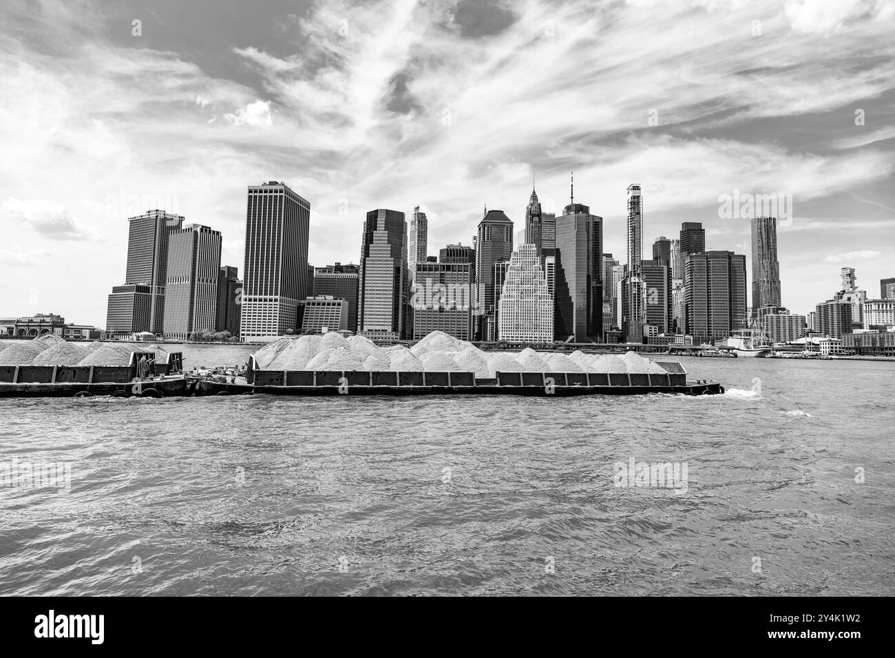 modern skyscraper building in midtown with barge. architectural ...