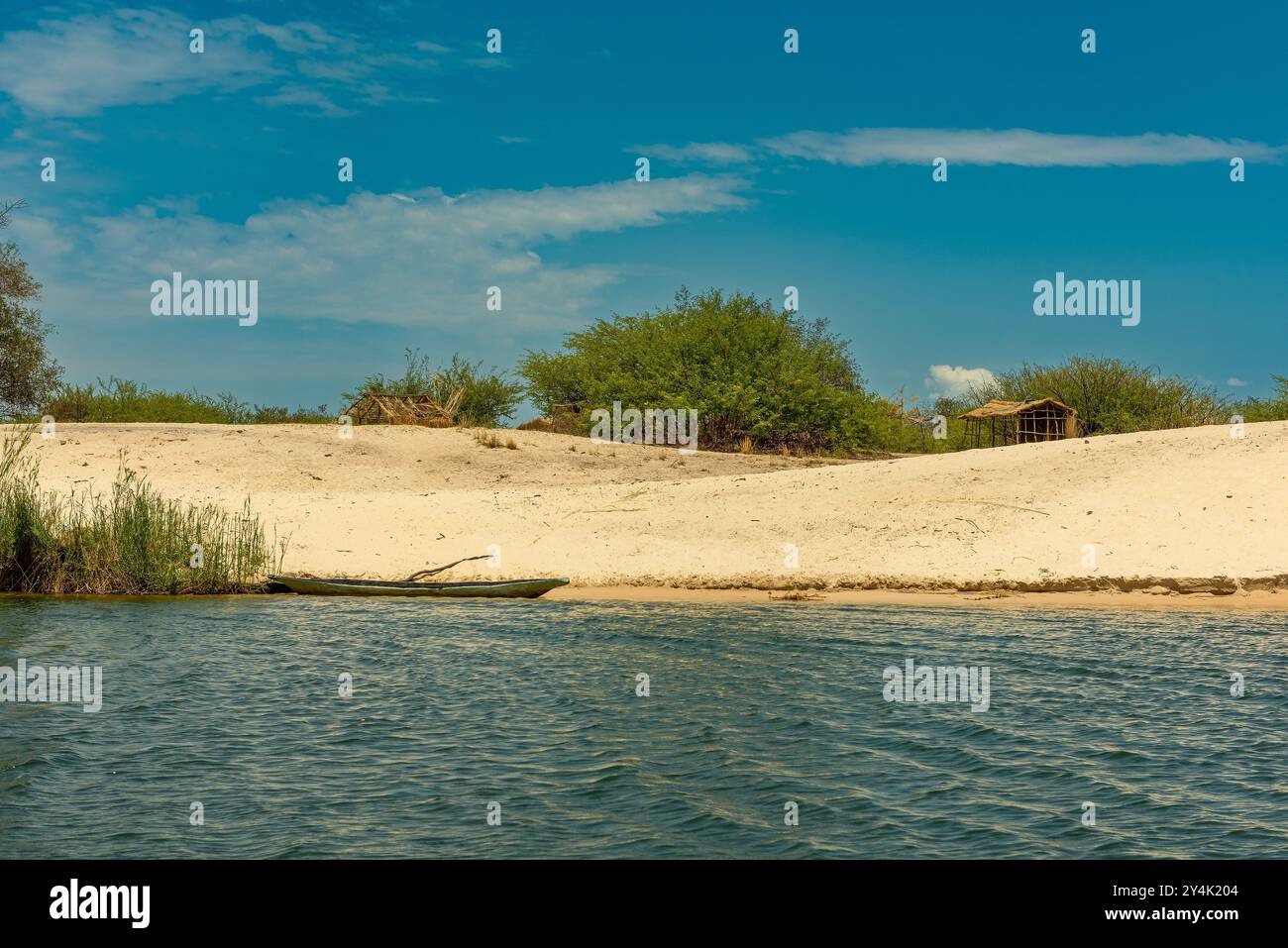 Sand dune landscape on the banks of the Zambezi River, Botswana Stock ...