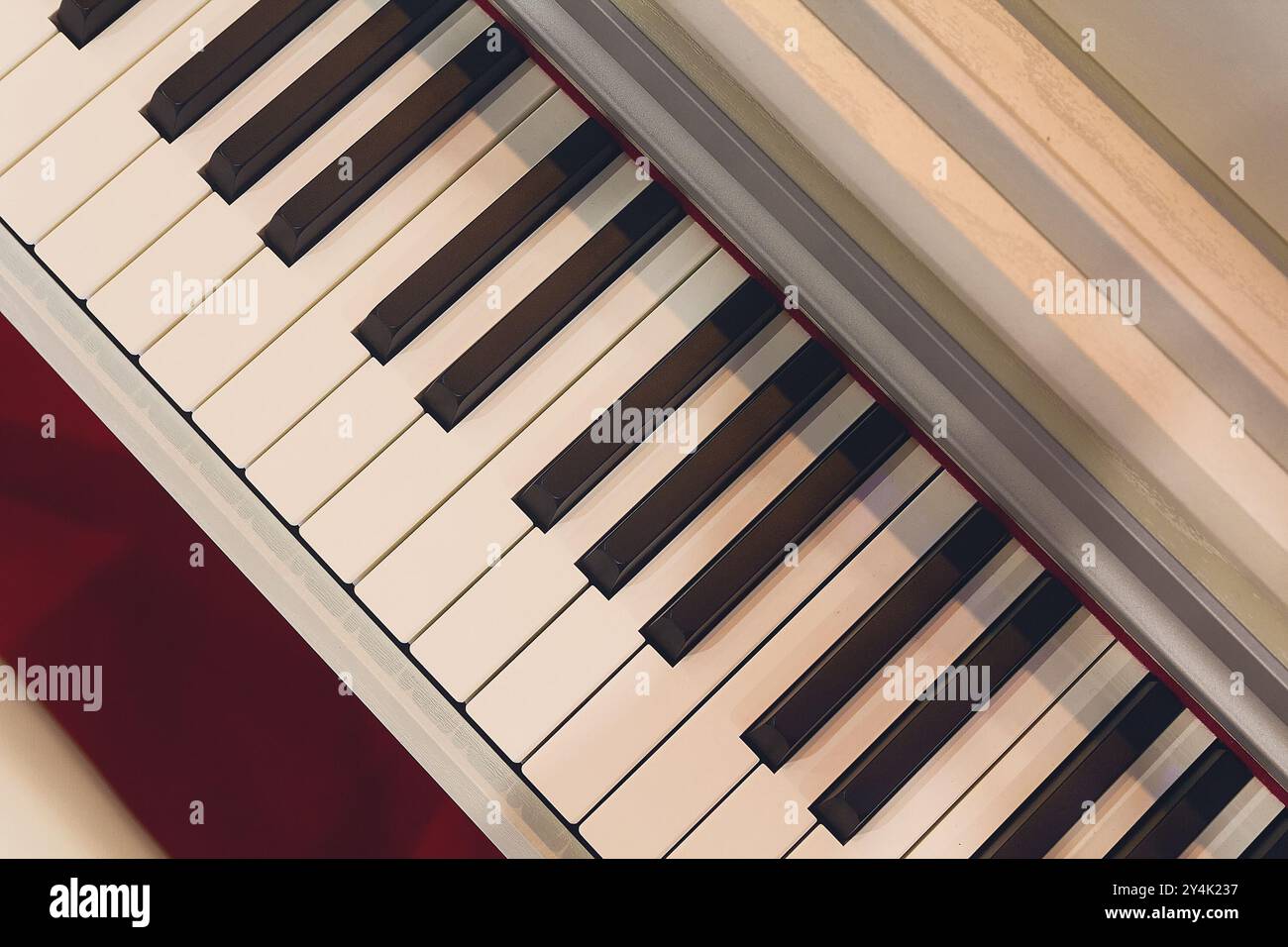 Piano and piano keyboard top view. Music background Stock Photo - Alamy