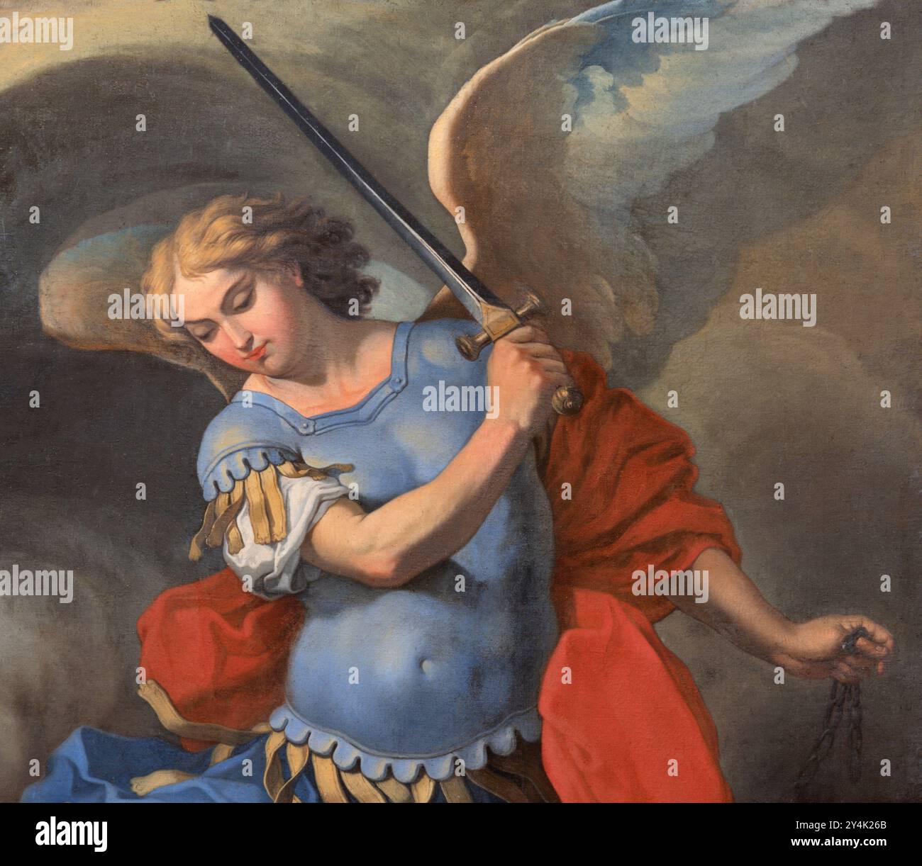 PERUGIA, ITALY - MAY 16, 2024: The detail of painting of Madonna and Michael archangel in church ...