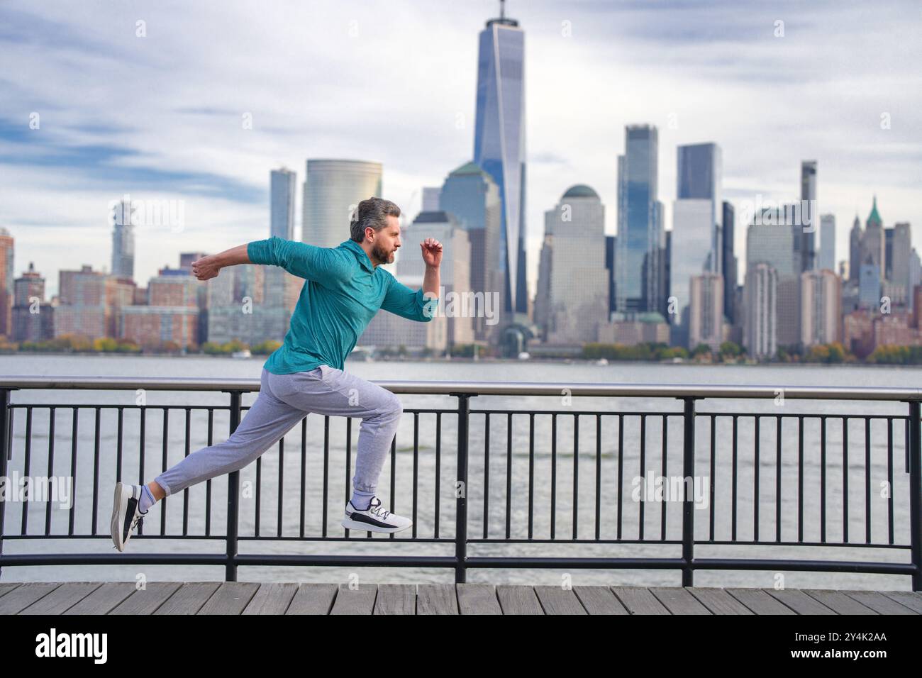 Runner man. Healthy sport. Man running in New York City. Fitness man ...