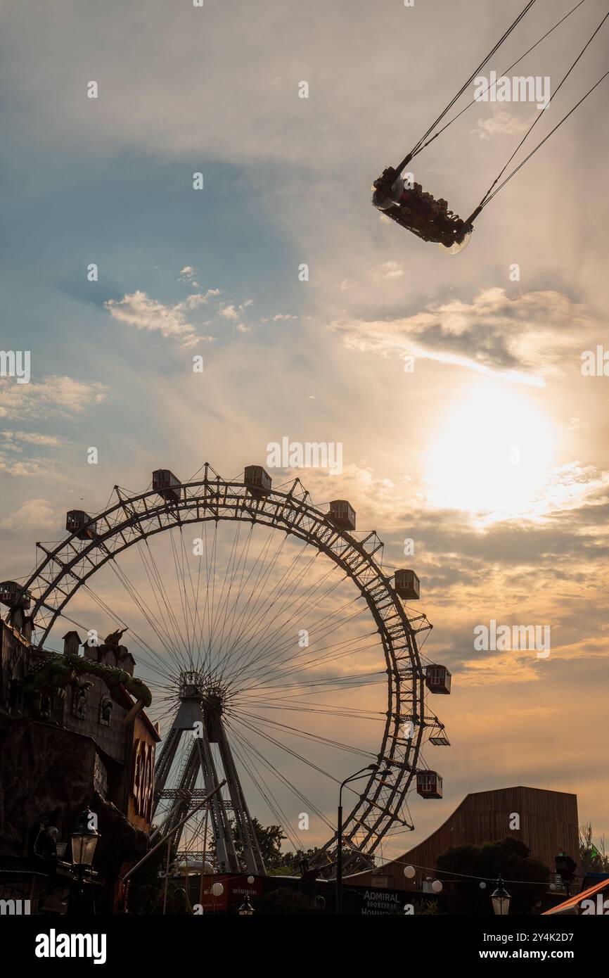 Vienna, Austria - September 19, 2024: The iconic Wiener Riesenrad, a ...