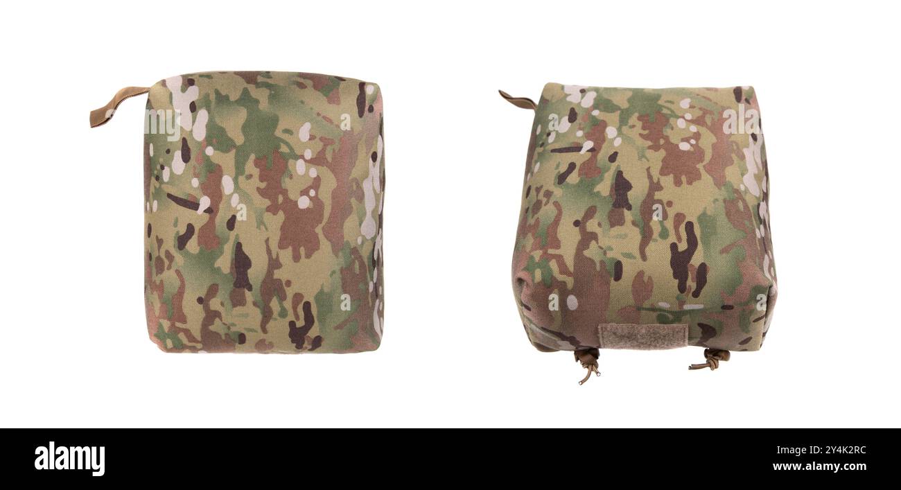 A tactical barricade bag in a camouflage pattern. The bag is designed ...