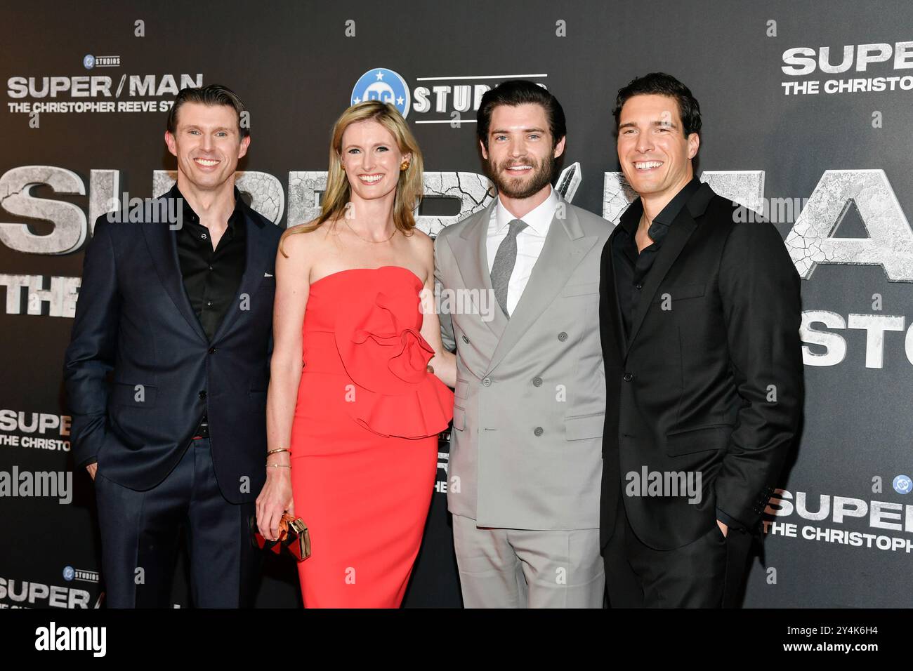 Matthew Reeve, from left, Alexandra Reeve Givens, David Corenswet, and ...