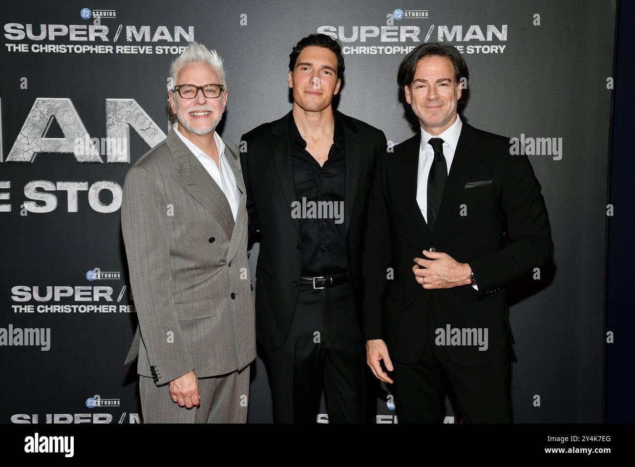 James Gunn, from left, William Reeve, and Peter Safran attend the ...