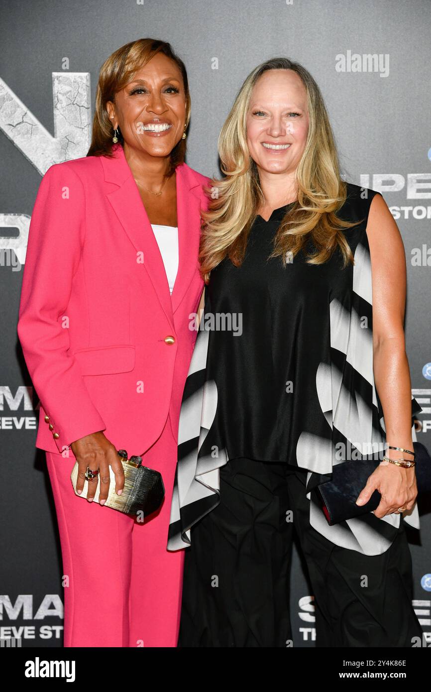 Robin Roberts, left, and Amber Laign attend the premiere of "Super/Man ...
