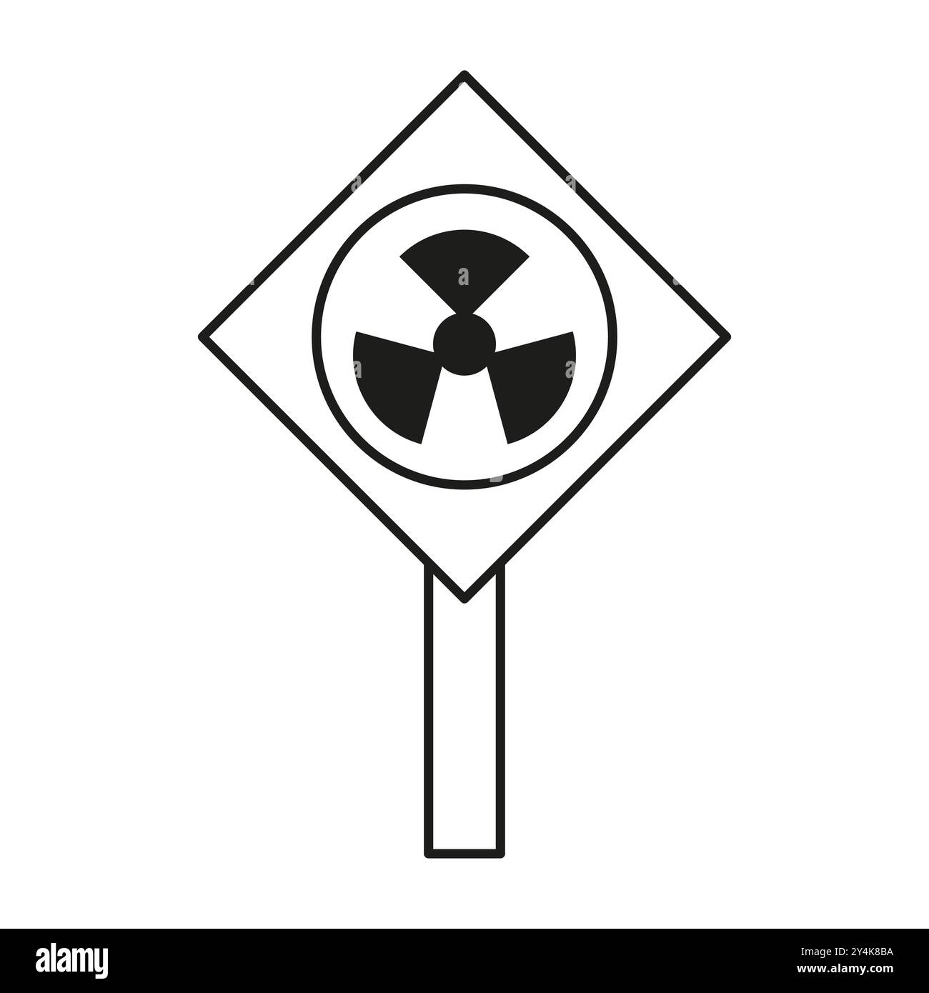 Radiation warning sign. Hazard symbol illustration. Black and white ...