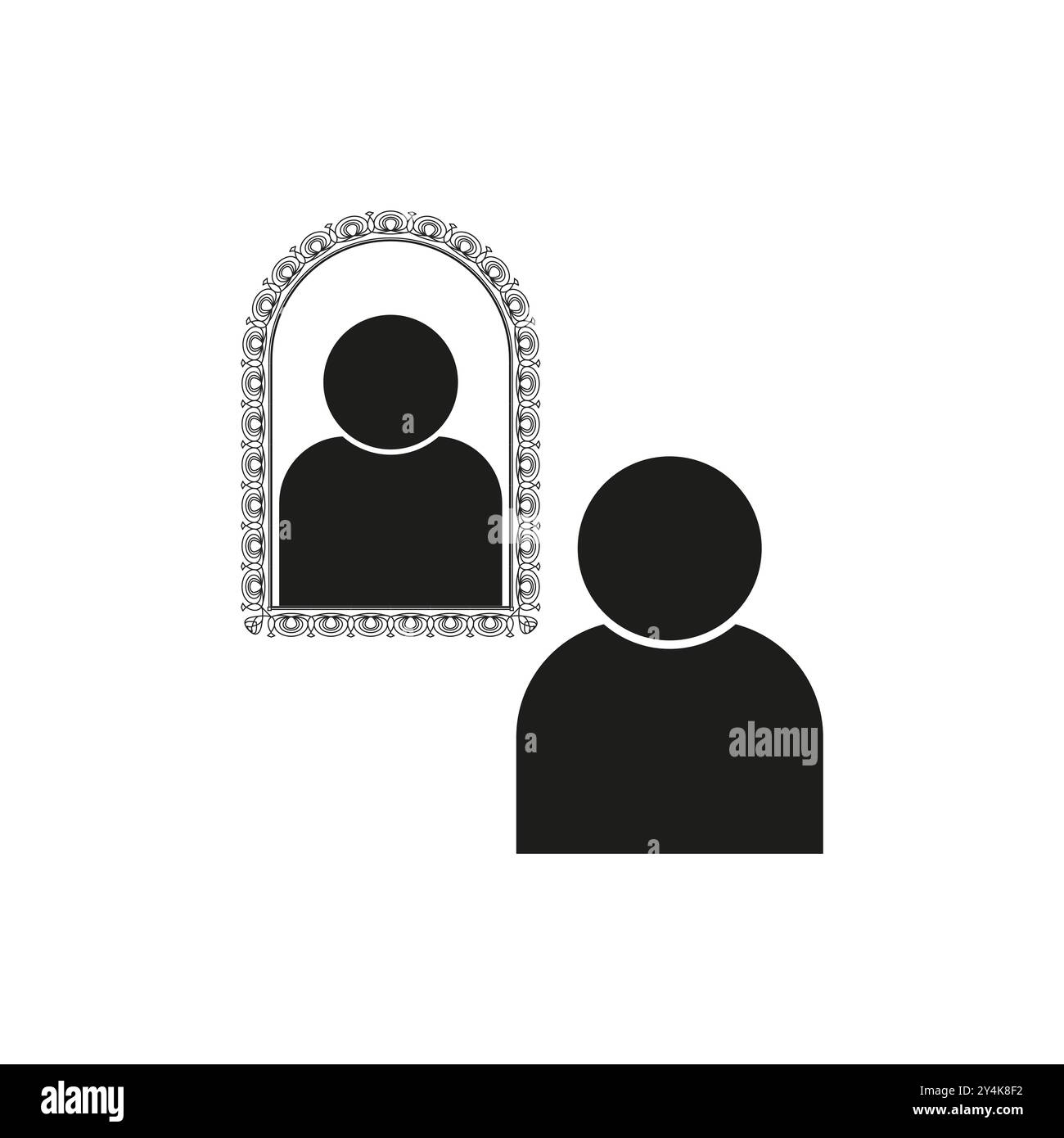 Person reflection icon. Mirror and figure. Human silhouette in mirror ...