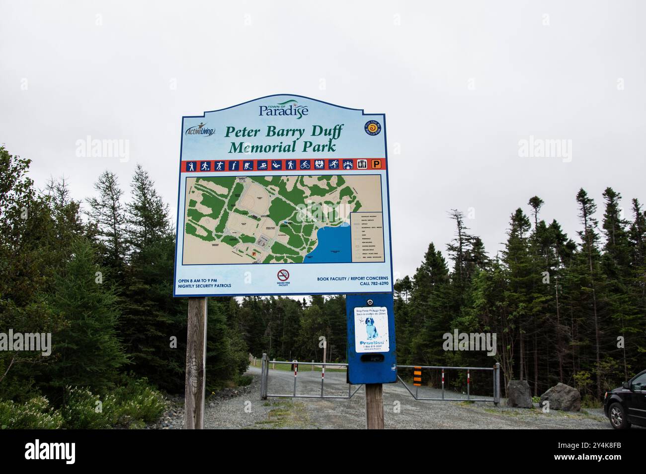 Welcome to Peter Barry Duff Memorial Park sign on Topsail Pond Road in Paradise, Newfoundland ...